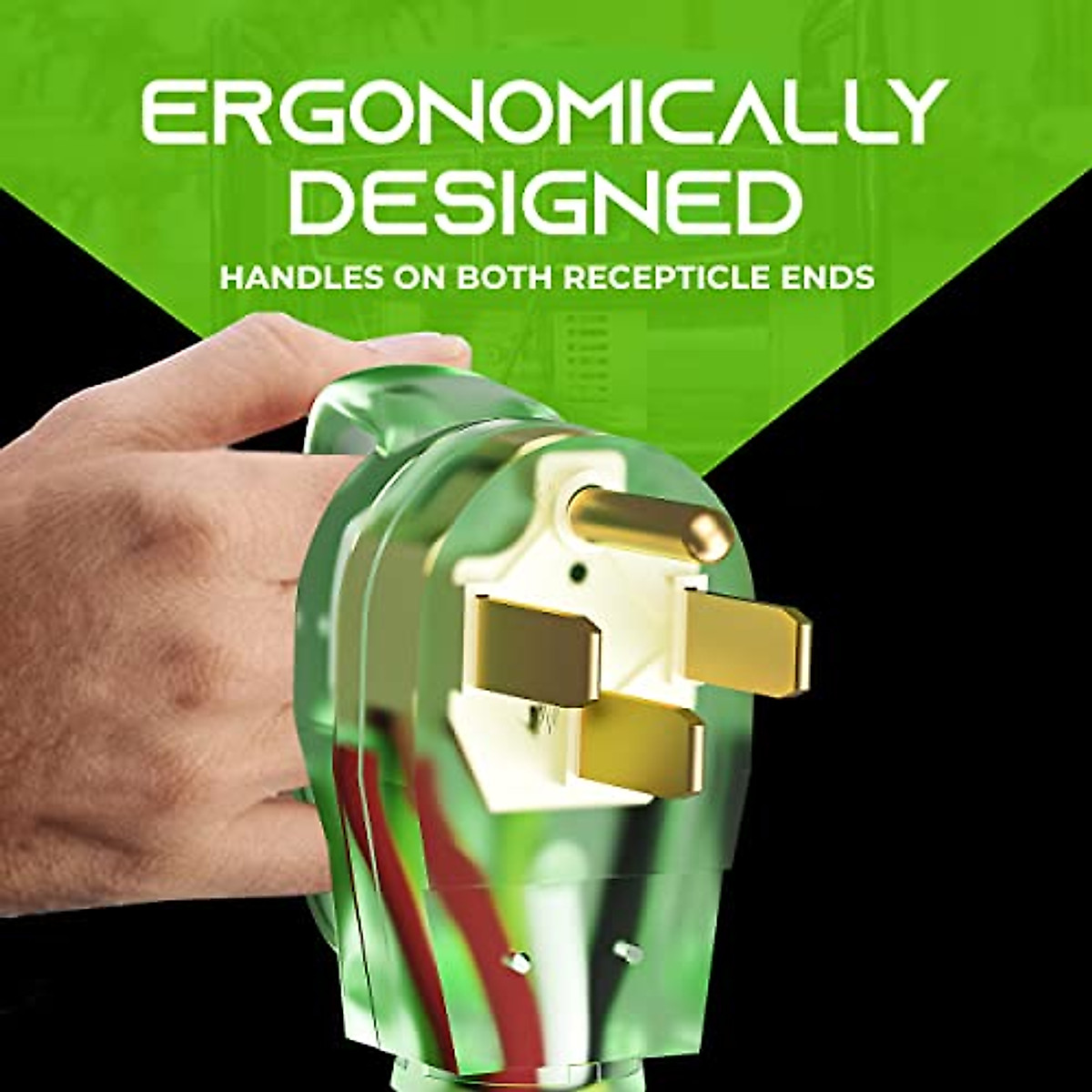 GearIT 50 Amp Y Splitter Adapter Cord for RV and EV, 4-Prong 250-Volt, NEMA 14-50P to x2 NEMA 14-50R, 6/3, 8/1 STW AWG Gauge for Outdoor Power Cord - Auto/RV/EV/Tesla Model 3/S/X/Y - 3.2 Feet