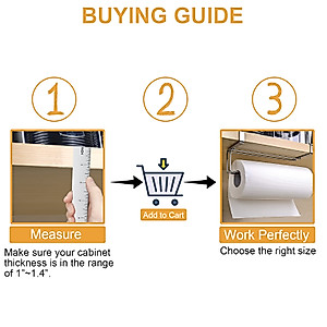 Luxsego Paper Towel Rack Under Cabinets, 1.4" Hanging & No Drilling Paper Towel Hanger for Kitchen Cabinets Bathroom Shelf, Stainless Steel, Double Support (Large)