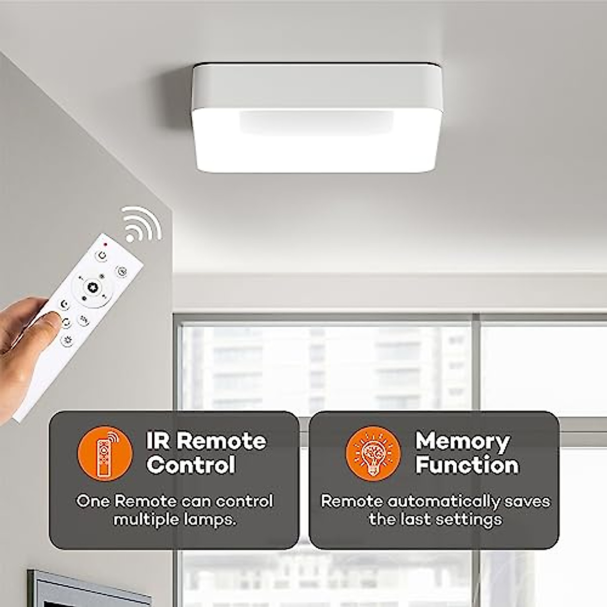 BLNAN 12 Inch Dimmable Flush Mount LED Ceiling Light Fixture with Remote Control, 24W 2400LM 3000K-6500K Dimming Ceiling Lamp for Bedroom Kitchen Hallway