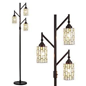 JONATHAN Y JYL8012A Tiffany-Style 71" Multi-Light Metal Rotary LED Floor Lamp, Traditional, 3 Lights for Home, Kitchen, Bed Room, Dining Room, Guest Room, Dorm Room, Bronze