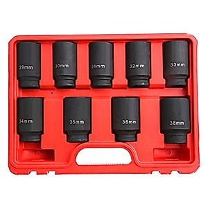 9PCS Deep Impact Socket Set 1/2" Drive Metric Axle Hub Nut Socket 29-38mm