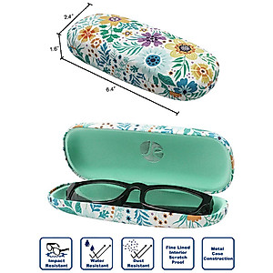 JAVOedge [3 PACK], Floral Pattern Medium Size Hard Eyeglass Storage Case Fits Most Glasses With Micro Cloth - Style C