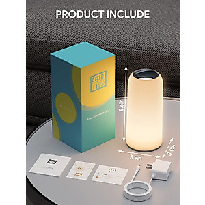 EASEMO LED Touch Lamp, RGB Bedside Table Lamps with Timer Function, Dimmable Warm White Reading Night Light with Memory Function for Nightstand Bedroom