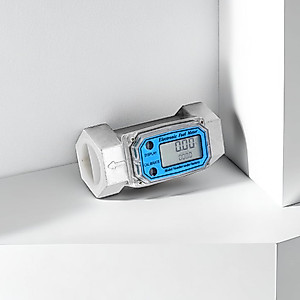 Hilitand Mini Digital Turbine Flowmeter Kerosene Gasoline Fuel Meter 15-120L 1.5inch NPT Blue