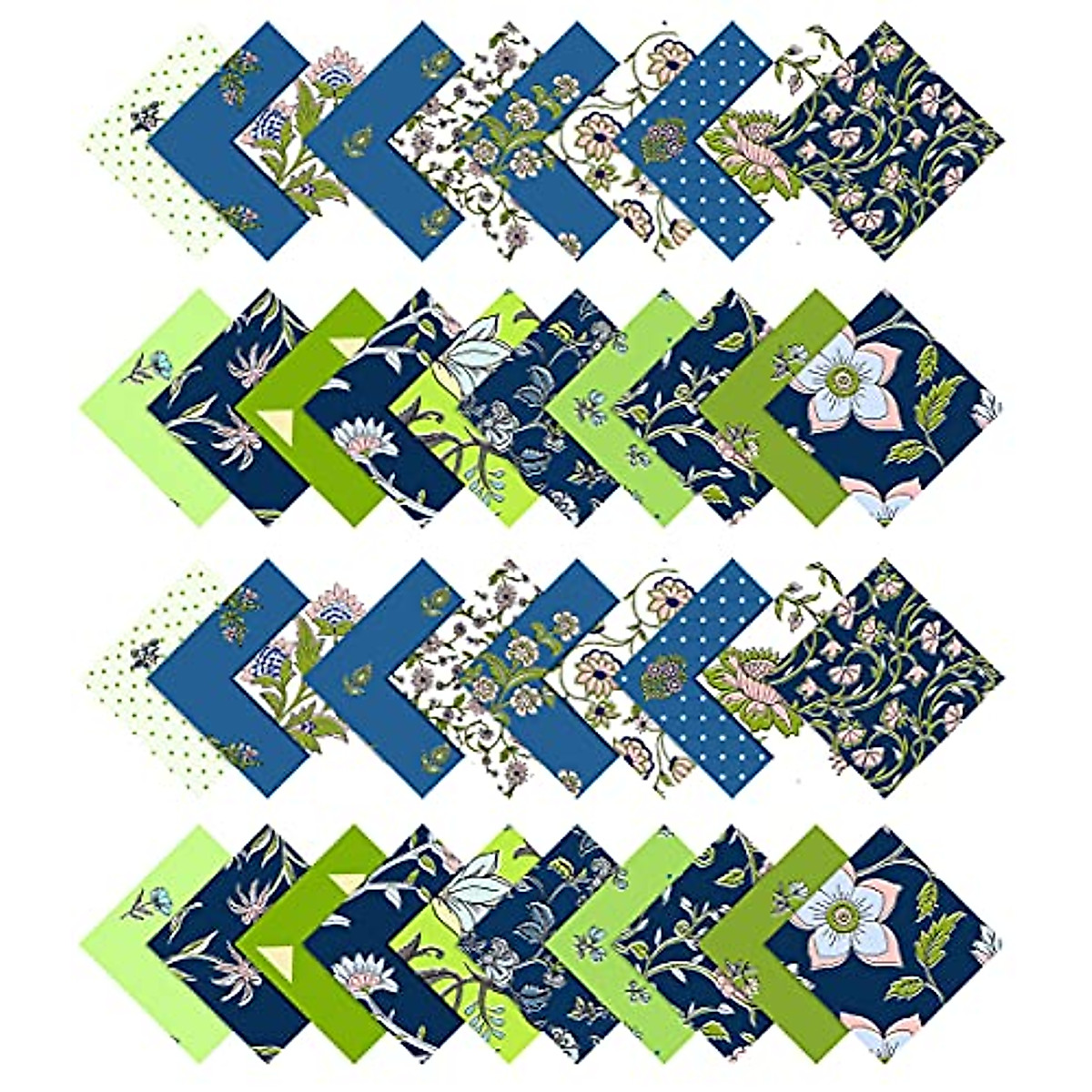 Soimoi Florals Print Precut 5-inch Cotton Fabric Quilting Squares Charm Pack DIY Patchwork Sewing Craft- Blue