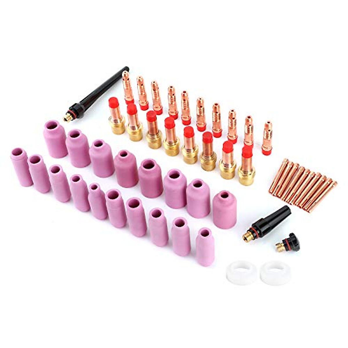 Welding Nozzle Gas Lens Nozzle Collet Cup Kit, 51Pcs/Set Welding Nozzle Ceramic Torch Gas Lens Welder Tip Alumina Nozzle Cup Kit For Wp/17/18/26 Repairing Tool