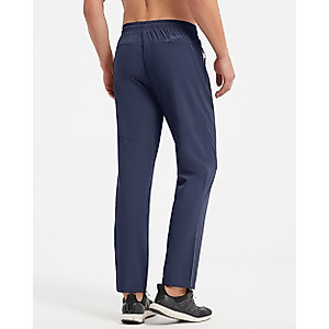 BIYLACLESEN Mens Sweatpants with Pockets Joggers for Men Sweat Pants Hiking Waterproof Pants Quick Dry Athletic Track Workout Pants Dark Blue 38