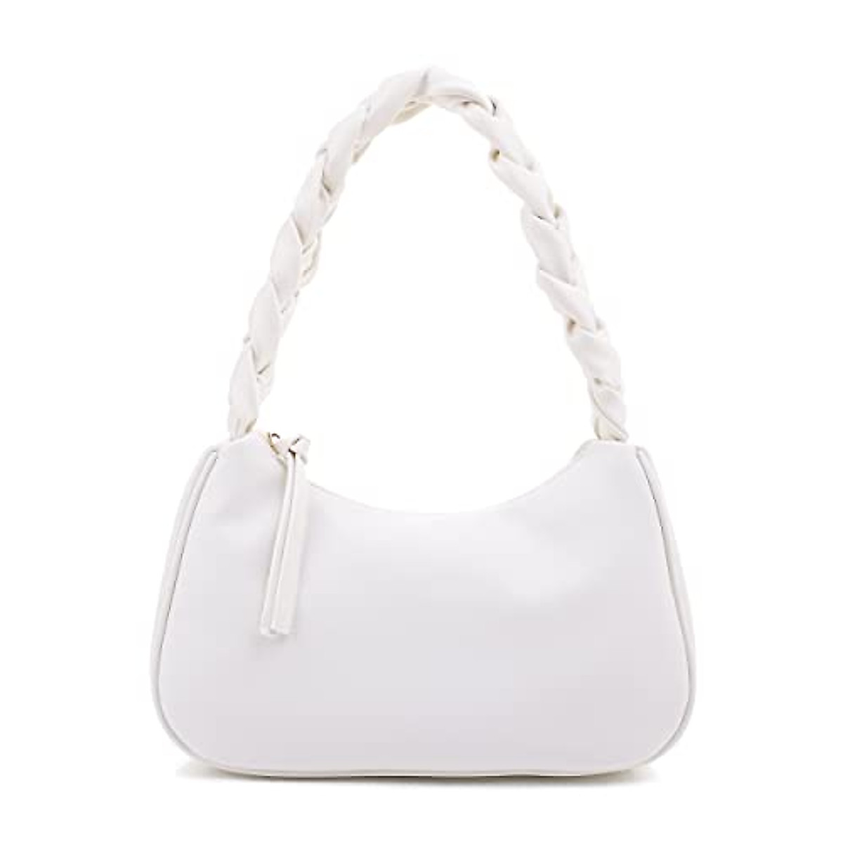 Emperia Braided Top Handle Shoulder Bag For Women, Trendy Designer Small Hobo Tote Handbag_White