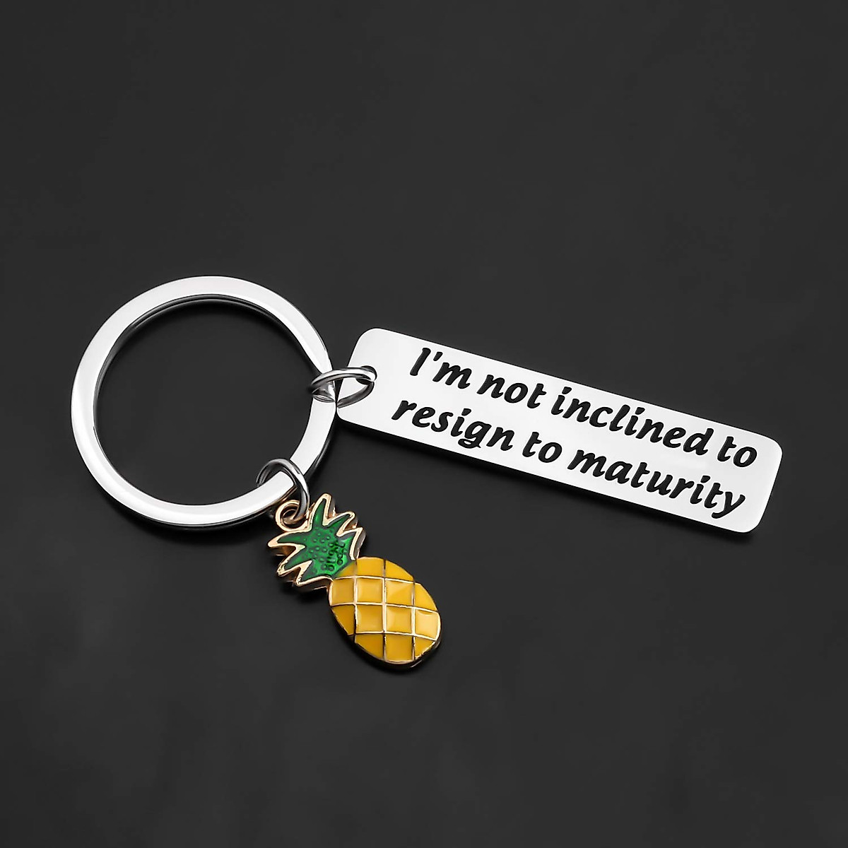 FAADBUK Pineapple Inspired Keychain TV Show Gift I'm Not Inclined To Resign To Maturity Psych Theme Song Lyrics (Not Inclined To Resign)