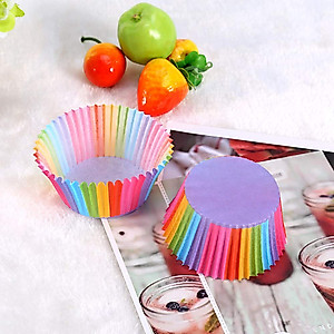 Cupcake Wrappers,100Pcs Rainbow Bright Standard Baking Cups Cupcake Liner Cupcake Paper Baking Cup Muffin Cases Cake