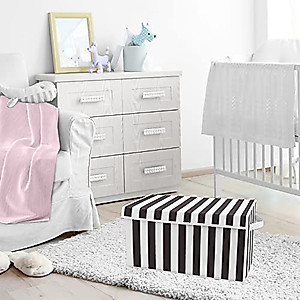 Sweet Jojo Designs Black Stripe Boy or Girl Small Fabric Toy Bin Storage Box Chest For Baby Nursery or Kids Room - Black and White for Paris Collection Gender Neutral
