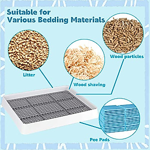 FHTONGE Guinea Pig Litter Box for Cage, Guinea Pig Litter Pan with Grid, Rectangular Guinea Pig Potty Trainer Tray Pet Toilet for Guinea Pig Rat Chinchilla Hedgehog Hamster Ferret Rabbit