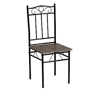 FurnitureR Dining Table Set 3-Piece Dinette Set with Wood Top Metal Legs, Space Saving Dining Table 2 Dining Chairs for Home Kitchen Apartment Patio,Brown