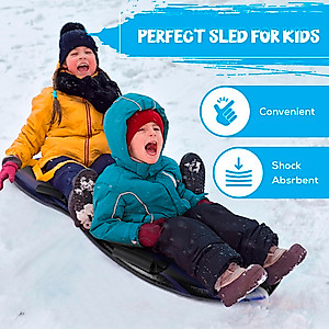 Slippery Racer Downhill Falcon Adults and Kids Foam Toboggan Snow Sled for Up to 2 Riders with Handles, Midnight Hologram Blue (1 Pack)