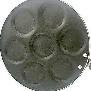 NonStick Mini Uttapam Pan Mini Pancake Maker Mini Crepe pan Idli Pan Pancake Multi-Snack Maker Aluminium Uttapam Tawa Mini Pancake Tava 7 Cavity (275mm)