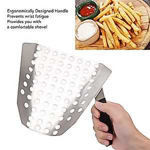 Chip Scoop, Popcorn Scoop Ergonomic Single Handle Stainless Steel Fries Scooper with Holes for Movie Theater Shop
