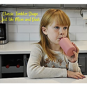 Cascade Kids Silicone Kids Cups with Straws and Lids, (2 Pack),100% Food Grade Silicone,Non Plastic, BPA-Free, Unbreakable, Smell Proof, for Kids and Toddlers 6+ Months, 6oz, (Sage Green, Stone Grey)