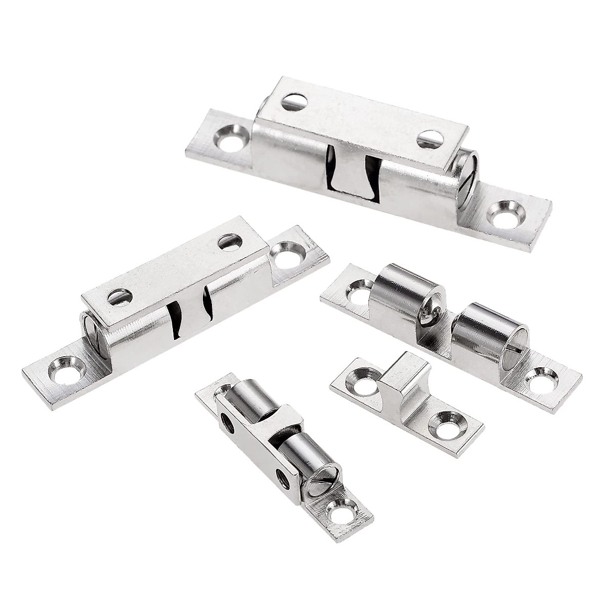 DDXPT 1Pc Silver 42/50/60/70mm Brass Touch Beads Lock Door Spring Clip Cabinet Door Catches Double Ball Catch Home Cupboard Door Latch (Size : L)