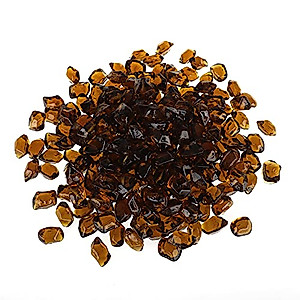Mr. Fireglass 1/2-Inch Polygon Fire Glass for Fireplace Fire Pit & Lanscaping, 10 Pounds High Luster Amber