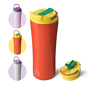 BOTTLE BOTTLE Insulated Coffee Tumblers with Dual-use Lid and Straw Double Walled Iced Travel Coffee Mug for Woman and Man 18 oz Stainless Steel Tumbler with Handle(Sunrise)