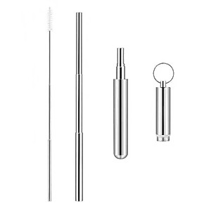 Reusable Metal Straws Collapsible Stainless Steel Straws with Cleaning Brush and Storage Case Portable Collapsible Straws with a Case for Travel Home Metal Straws Drinking