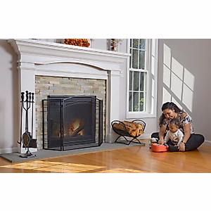 ShelterLogic 90390 Fireplace Toolset and Metal Hearth Accessory, Black