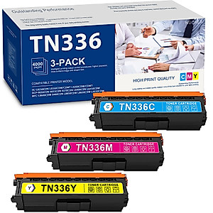 TN336 TN336C TN336M TN336Y High Yield Cyan, Magenta, Yellow Toner Cartridge Replacement for Brother TN336 TN-336 to use with MFC-L8850CDW MFC-L8600CDW HL-L8250CDN HL-L8350CDWT Printe(3-Pack,C,M,Y)