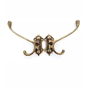 4 Old Style Solid Brass Double Wall Mount 180 Degree Swivel Coat Hat Towel Hooks #C24