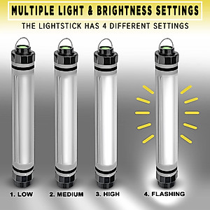 SunJack LightStick Camplight Standard – Waterproof Rechargeable Portable LED Flashlight with Power Bank Battery for Camping, Hiking, Backpacking, Swimming, Snorkeling, Boating, Emergency