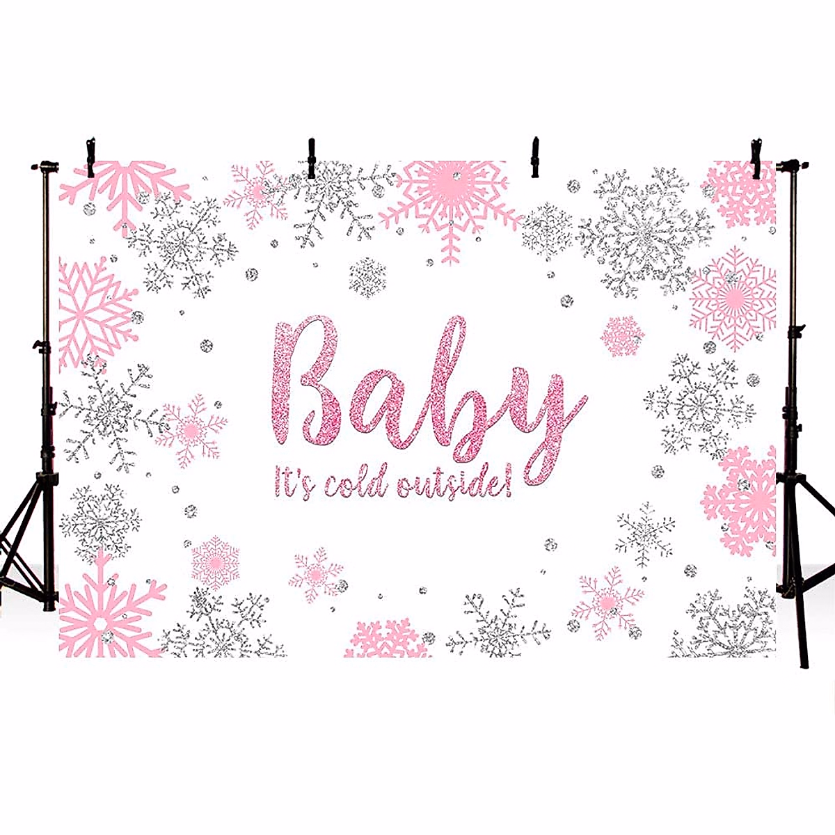 MEHOFOND Winter Girl Baby Shower Photo Background Props Snowflakes Purple and Silver Backdrops Party Decoration Baby It's Cold Outside Photo Photo Banner for Dessert Table Supplies 7x5ft