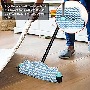 Rubber Broom Carpet Rake for Pet Hair Removal, Fur Remover Broom with 59" Telescoping Long Handle, Pet Hair Broom with Squeegee for Carpet, Hardwood Floor, Tile