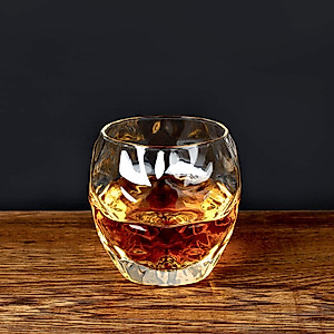 ini TECH Set of 4 Unique Whiskey Glasses 12 oz Scotch Glasses Bourbon Glasses for Cocktails Rock Style Old Fashioned Drinking Glasses Gifts for men (clear, 4)