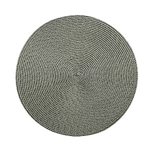 BAOFIN Round Braided Placemats Set of 6, Table Mats for Indoor and Outdoor Dining Table, Washable Woven Non-Slip Placemats, 15 inches (Gray)