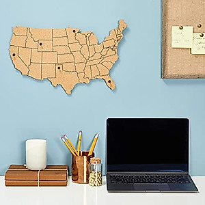 Juvale Cork Board Map of The United States with 10 Pins to Mark Travels, Home and Office Wall Decor (16 x 10 x 0.3 in)