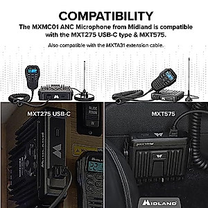 Midland – MXMC01 | Replacement Microphone for MXT275 & MXT575 – ANC Automatic Noise Canceling Electronic Microphone – Off-Roading Loud and Open-Air Vehicle - GMRS Farming Overlanding