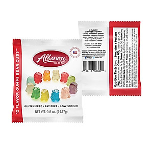 Albanese World's Best Gummi Snack Packs, 12 Flavor Gummi Bear Cubs, 50 - 0.5oz Mini Packs of Candy