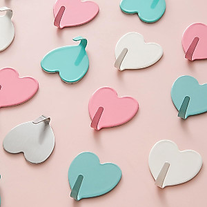 ZAAWUUT Adhesive Wall Hooks,10 Pieces Stainless Steel Decorative Sticky Hanger Without Nails for Home Office Classroom (White)