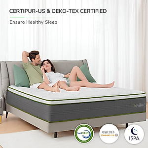 Novilla Queen Mattress,12 Inch Gel Memory Foam Hybrid Mattress with Individually Pocket Springs, Breathable Mattresses Queen for Cool Sleep,Motion Isolation & Pressure Relief, Medium Firm, vigour