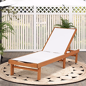 HAPPYGRILL 2 Pieces Outdoor Lounge Chair Patio Recliner Chaise Lounge Chair Outdoor 5-Position Recliner with Eucalyptus Wood Outdoor Tanning Chair
