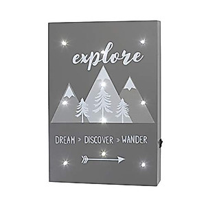 NoJo Little Love Grey, White, Charcoal Mountains "Explore, Dream, Discover, Wander