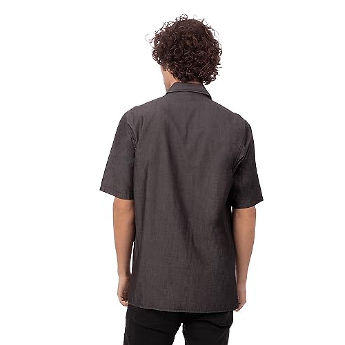 Chef Works Men's Detroit Short Sleeve Denim Shirt, Black, Small