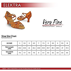 Very Fine Elektra Women's Ballroom Salsa Tango Latin Dance Shoes Copper Tan Satin 2.5" Spool Heel US 8 M