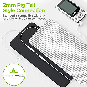 AUVON Extra Large Tens Unit Replacement Pads 4'' x 8" (2 Pcs), Premium Reusable Electrodes Latex-Free Tens Patches with Self-Stick Performance for Waist and Lower Back Pain Relief (Non-Irritating)