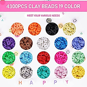 LZOUOWO 5300 Clay Beads for Bracelets Making Aesthetic Kit with Smiley Face Beads Polymer Clay Flat Beads for Bracelets Set Heishi disc Beads and Letter Beads for Girls Ages 8-12