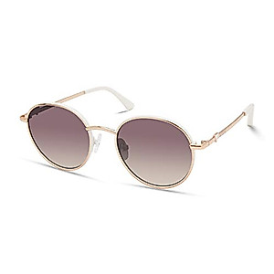 GUESS Women's Classic Round Sunglasses, Gold/Brown Mirror, 51mm