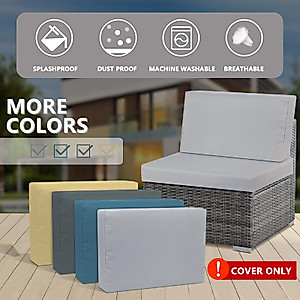 SUSIE'S GARDEN 6p Outdoor Cushion Slipcovers Outdoor Patio Cushions Covers Replacement Waterproof with Zipper for 6-Seat Outdoor Rattan Sofa Patio Furniture Cushion Covers Passive Gray, Covers Only