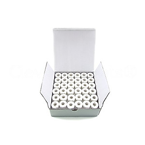 144 Pack - CleverDelights White Prewound Bobbins - 60wt - Size L Bobbins - SA155 Replacement - 3/8" x 13/16" - for Brother and Other Embroidery Machines – Brother PC Series, PE Series, PS Series