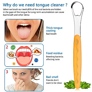 4 Pcs Tongue Scraper Cleaner Adults and Kids Stainless Steel Tongue Brush Metal Tongue Scraper Reduce Bad Breath with Travel Cases for Men Women Oral Mouth, Orange, Black, Green and Blue