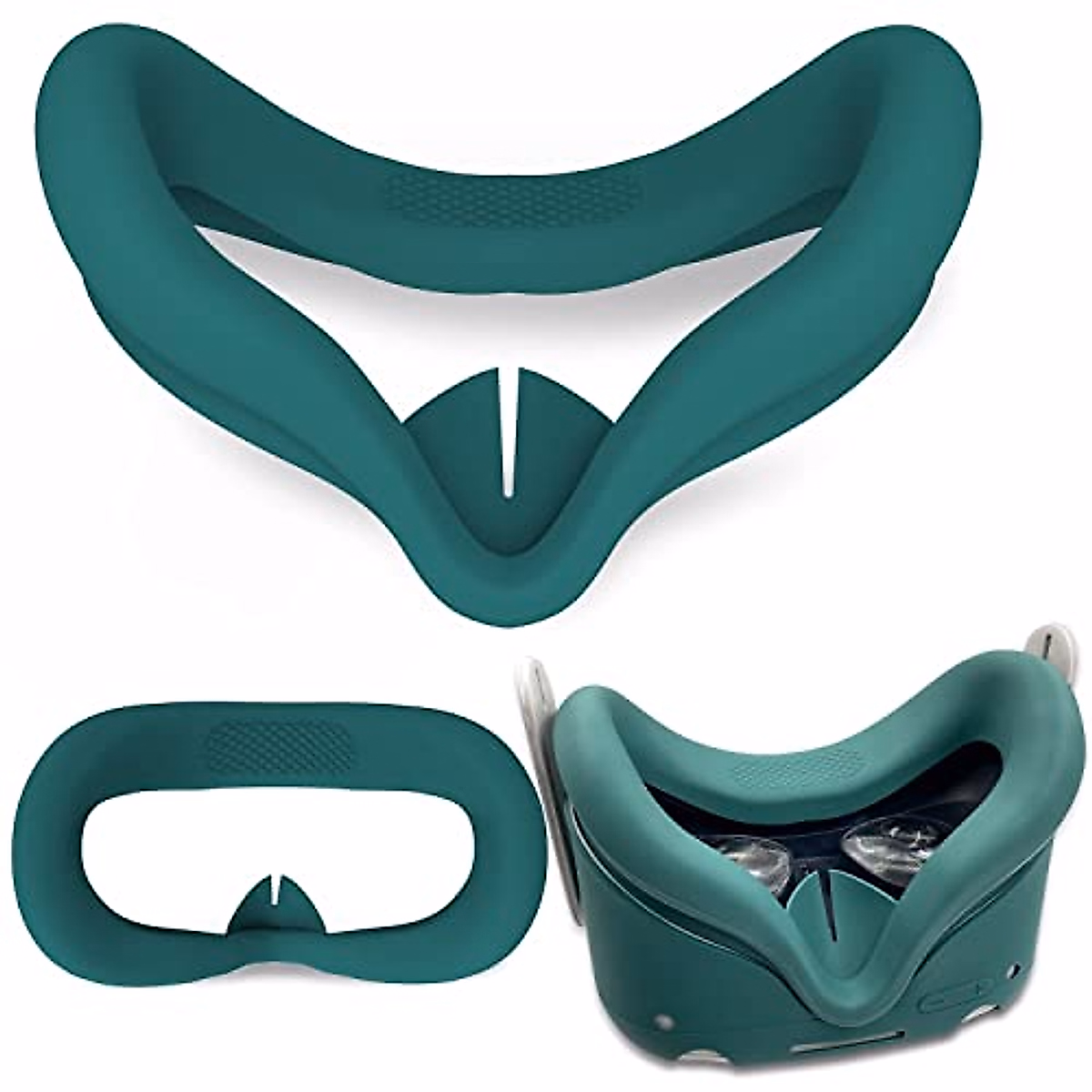 Protective Cover for Oculus/Meta Quest 2 Accessories, Silicone Controllers Grip Cover Protector, Soft Shell Skin with Face Cover and Lens Cover by Gwyoneaon (Green)