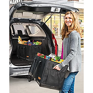 WONDAY Large Stand Up Utility Tote Bag, Reusable Grocery Bags Foldable with Waterproof Bottom, Extra Large Tote Bag with Handles and Pockets for Grocery Stores, Picnics, Beaches, Camping